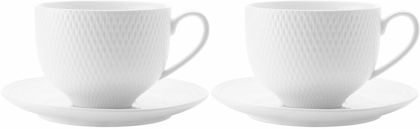 Чайный набор на 2 персоны Maxwell & Williams Даймонд, сервиз 4 предмета: 2 шт чашки 220 мл и блюдца из фарфора, подарочный