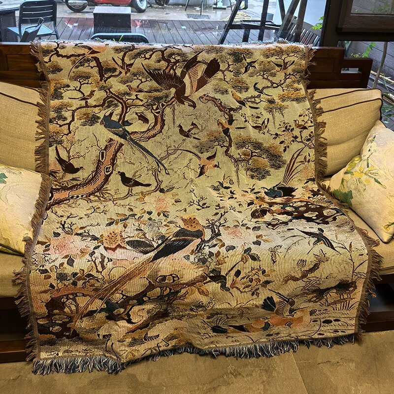 Новый гобелен в китайском стиле с узором бабочек, винтажный гобелен с цветочным орнаментом, декоративный тканевый