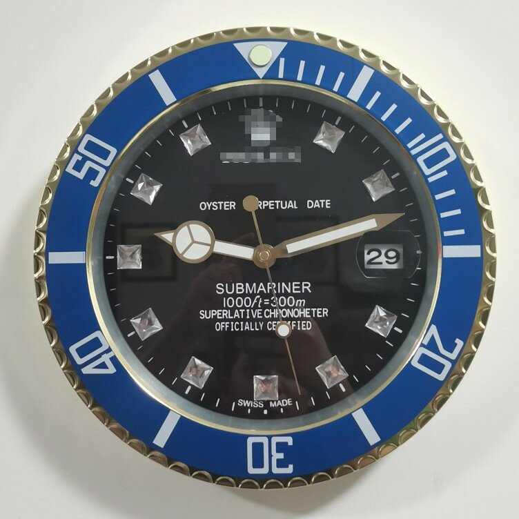14inch Настенные часы Rolex Submariner с металлическим корпусом и увеличительным стеклом GMT, подходящие для залов в