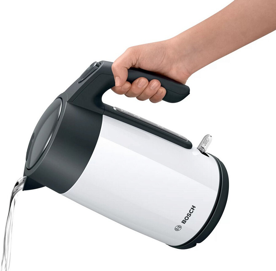 Электрический чайник Bosch TWK7L461, 2400 Вт, объем 1.7 л, черный/белый