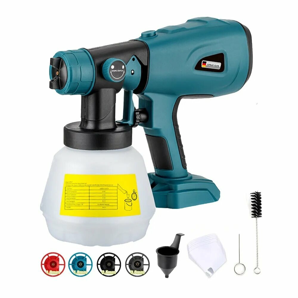 Аккумуляторный краскораспылитель Бош 18 В, 200 Вт, 42000 об/мин, объём 1000 мл с регулируемым факелом распыления, для садоводства, финишной отделки стен, мебели и металла