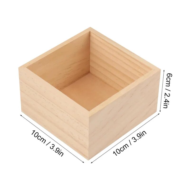 Незавершенная маленькая деревянная коробка, квадратная деревянная коробка, органайзер для хранения рукоделия, коробка для художественных коллекционированных предметов, домашнего декора, настольного ящика