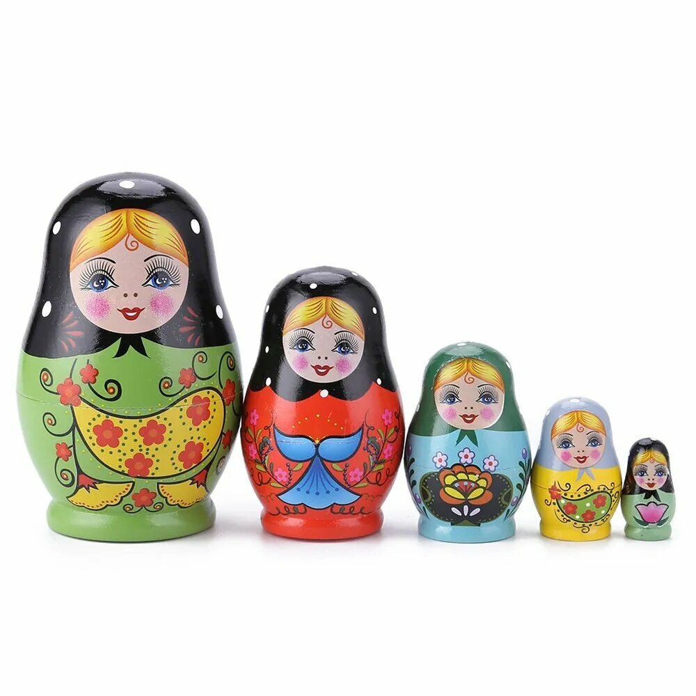 5шт традиционной деревянной матрешки ручной росписи, изготовленной красками для рукоделия