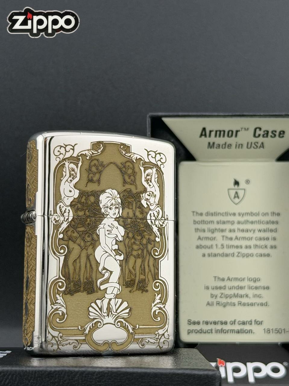 Бензиновая Зажигалка Zippo Armor Playboy Vintage Twins