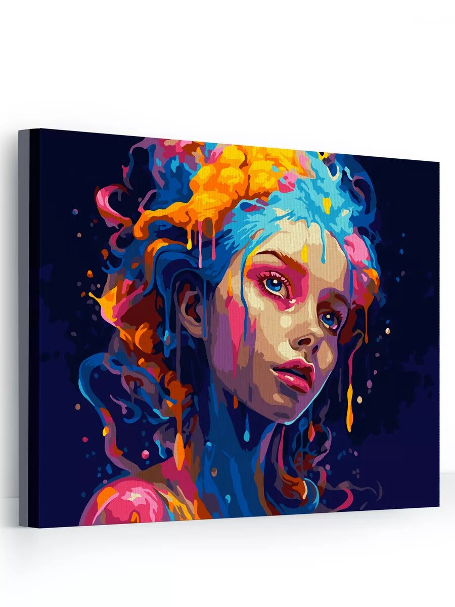 Картина по номерам на холсте с подрамником 40х50 см Цветная девушка