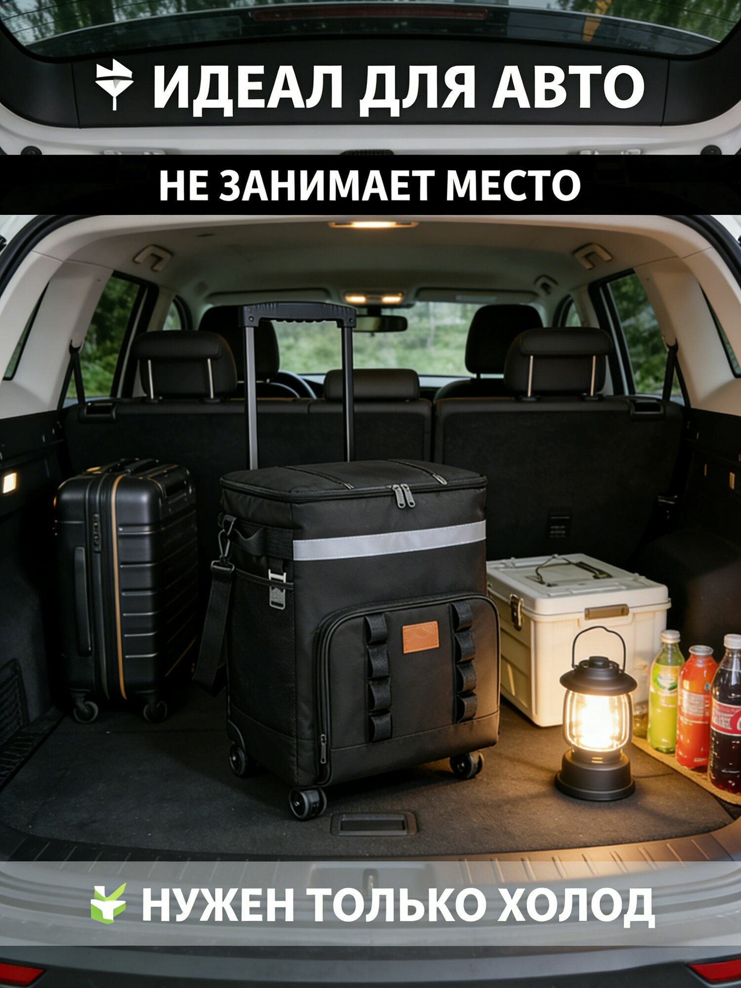 Сумка-холодильник на колесах с телескопической ручкой 33x38x28 см, большой дорожный термобокс для пикника, рыбалки и авто, водонепроницаемый изотермический рюкзак-сумка с колесиками