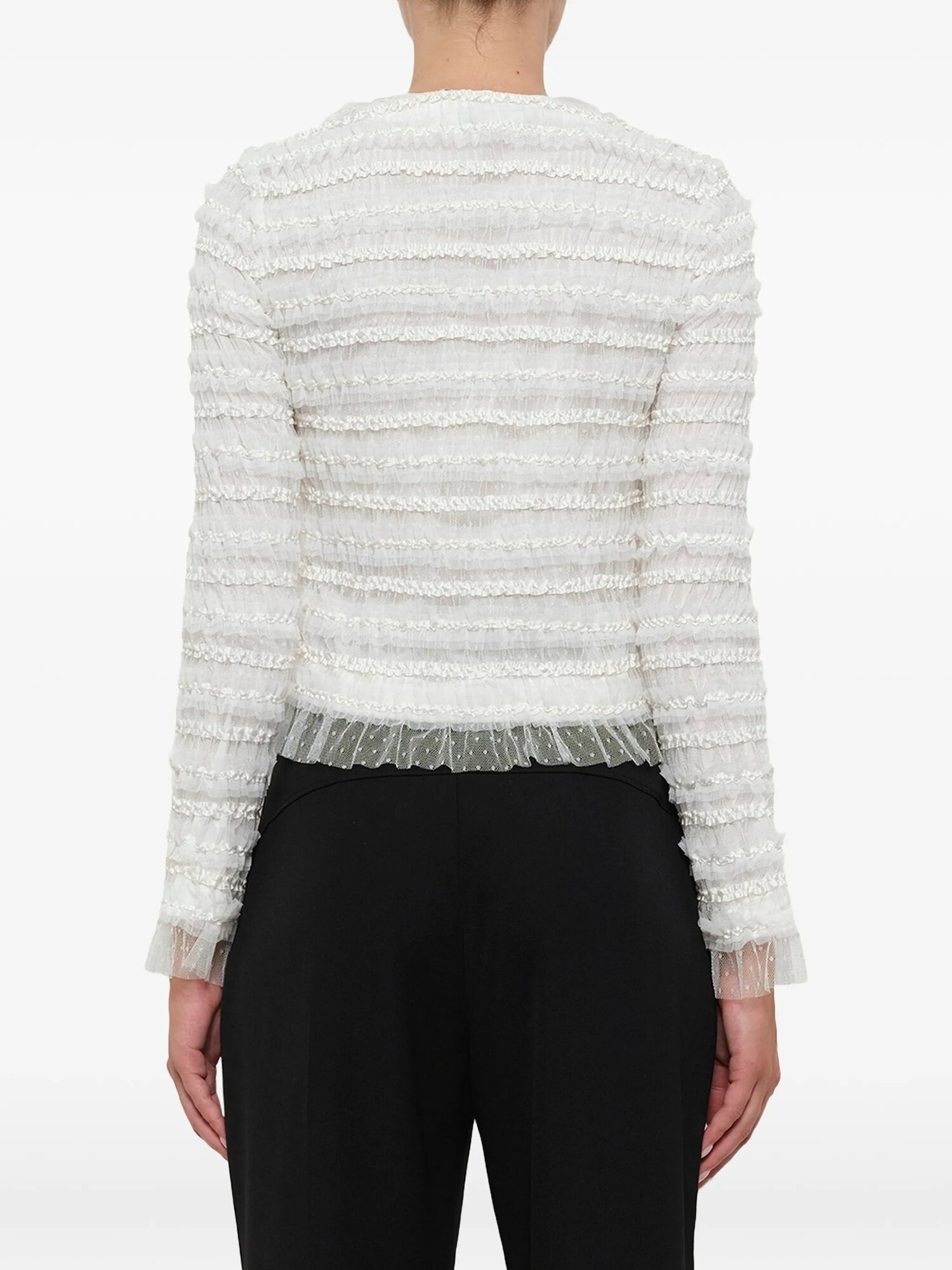 Куртка GIVENCHY Ruffled sheer-panel jacket, размер 38, white — фото 1