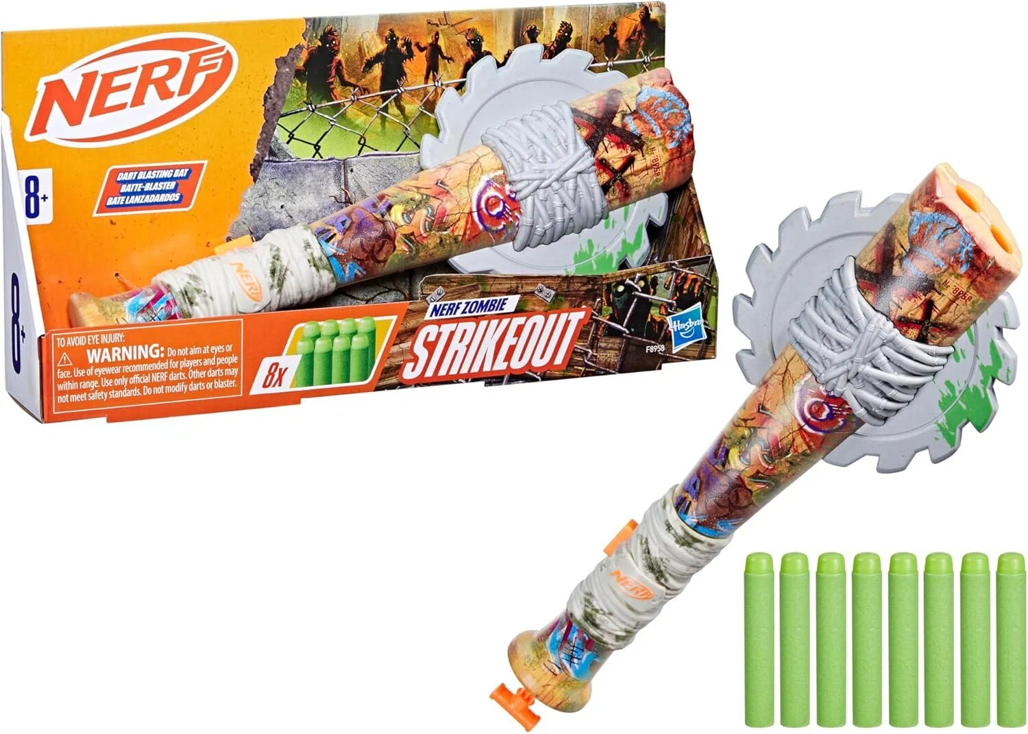Бластер Nerf Zombie Strikeout Dart Blaster, 8 дротиков F8958 Hasbro