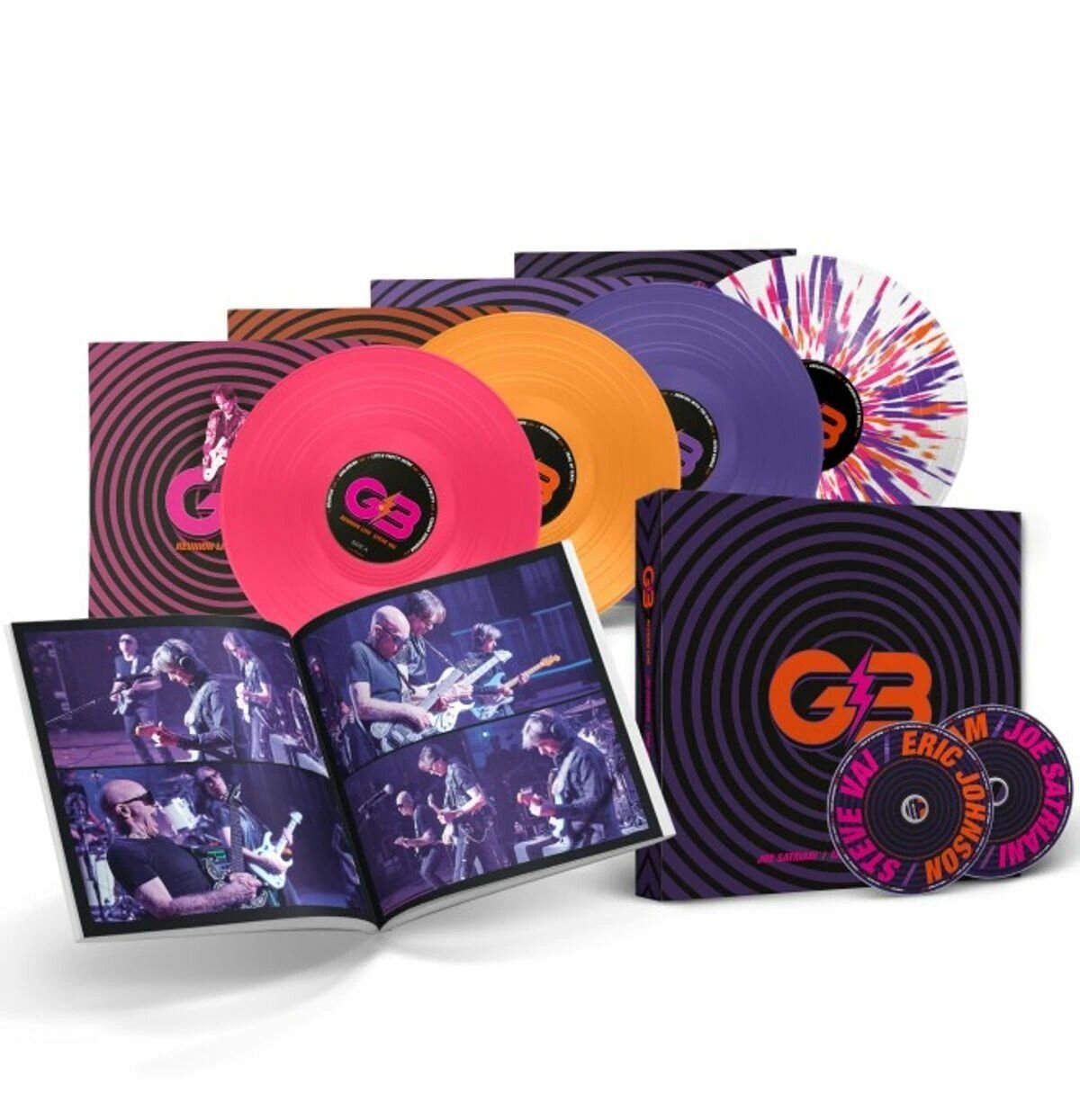 Виниловая пластинка Joe Satriani, Steve Johnson Eric - Reunion Live (4LP + 2CD Box Set, Розово-оранжево-фиолетовый сплаттер-винил) Limited, 2025