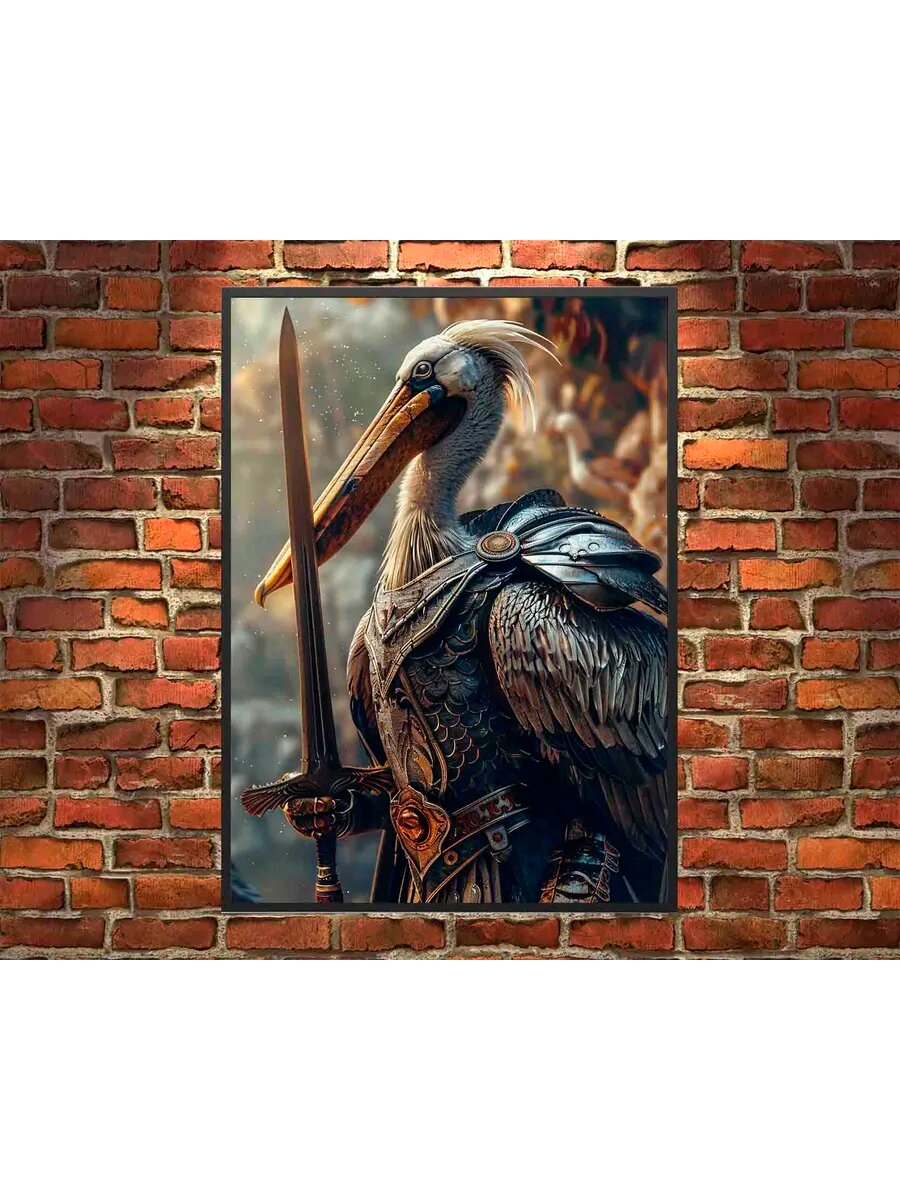 Птица пеликан-гладиатор 3, Плакат 30x42см