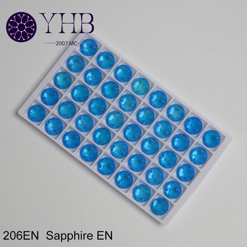 Хрустальные стразы YHB 10 мм, 206EN Sapphire, синий