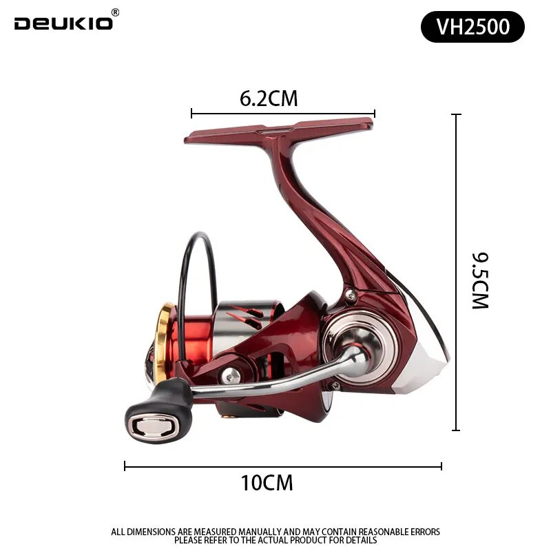 DEUKIO VH2500 Spinning Reel, Красный, 7+1BB
