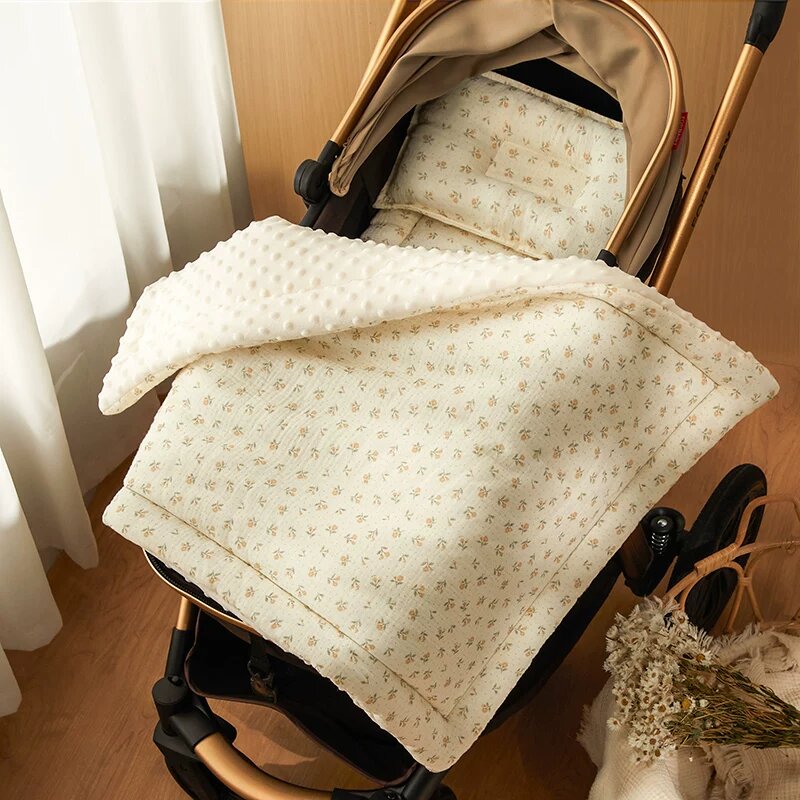 Детская коляска чехол одеяло, толстая хлопковая, теплый для осени зимы, узор цветы, мягкий и удобный для детей