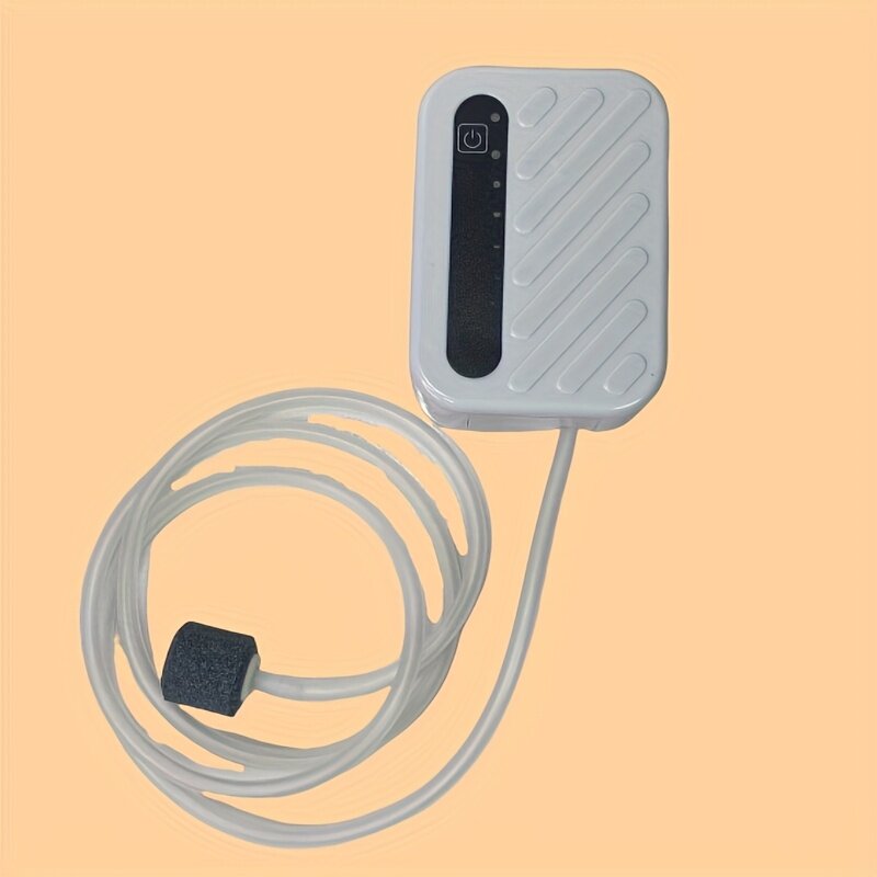 Портативный аквариумный компрессор с USB и батарейным питанием, белый, цилиндрический корпус, автономная работа, для аквариума, пруда и рыбалки