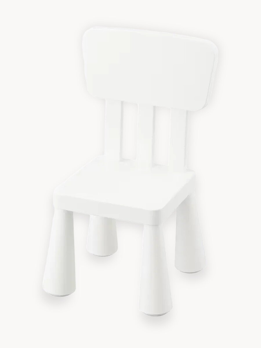 Стул детский Мамонт, пластиковый детский стульчик со спинкой, белый