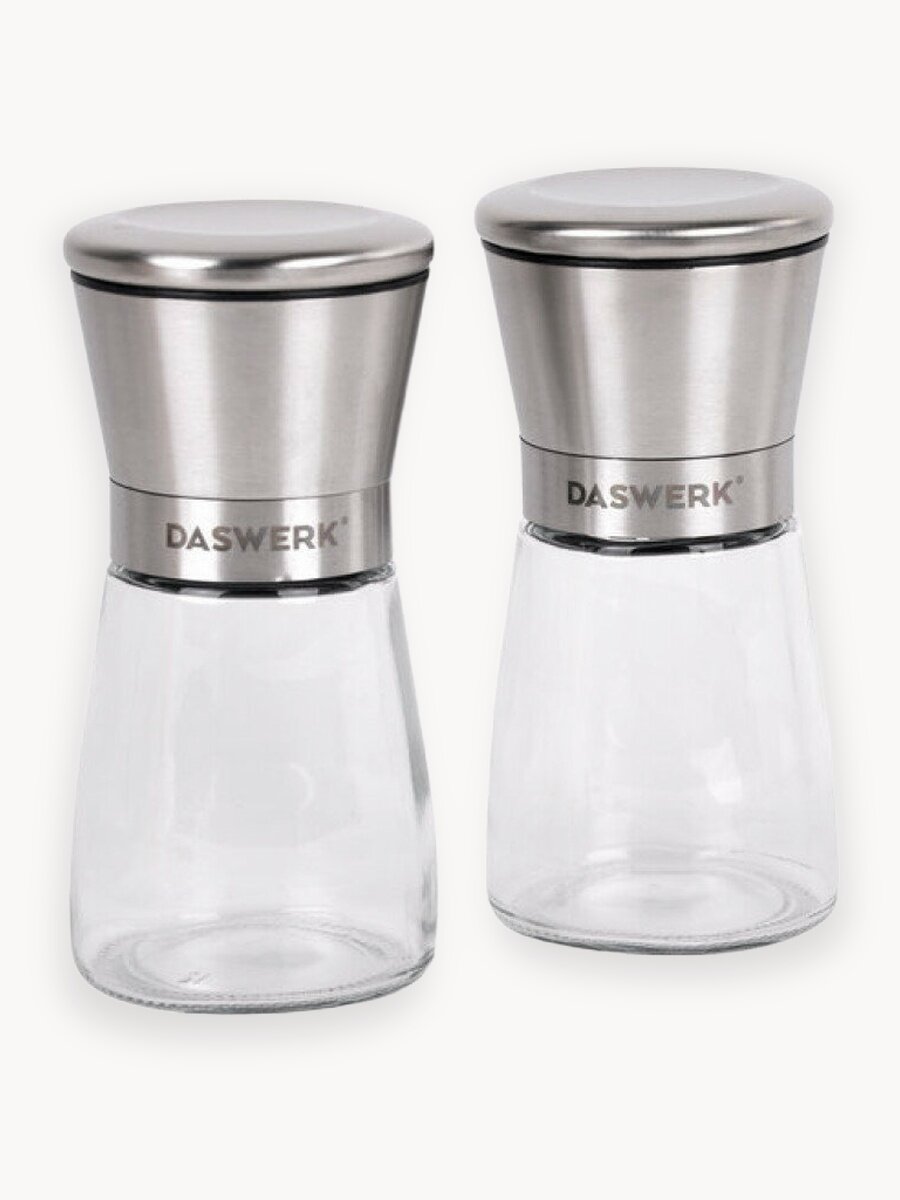 Механические ручные мельницы для соли и перца, набор 2 шт, нержавеющая сталь, DASWERK (дасверк), 456628
