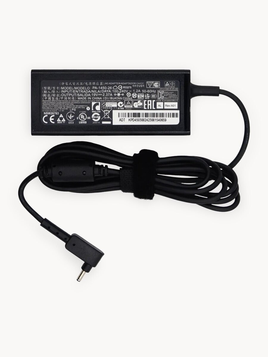 Блок питания для Acer 19V 2.37A 45W / PA-1450-26 / A13-045N2A / ADP-45FE F / ADP-45HE / Acer Aspire V3-371 / A315-23 / A315-22 (штекер 3.0x1.1мм)