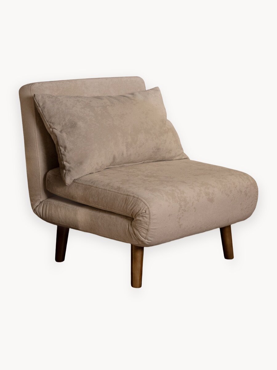 Кресло-кровать ARCA Палермо, бежевое, микровелюр, деревянные ножки, 80x83 см