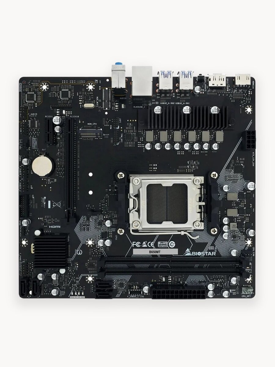Материнская плата Biostar B650MT SocketAM5 AMD B650 2xDDR5 mATX AC`97 8ch(7.1) GbLAN RAID+HDMI+DP чёрного цвета