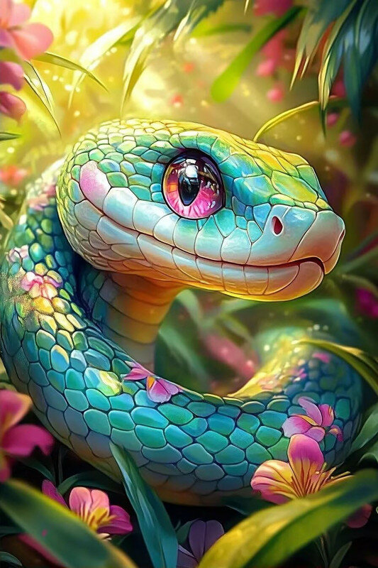 Алмазная мозаика "Змея" 40*50 см, безрамная, идеальна для дома, украшения, подарков.