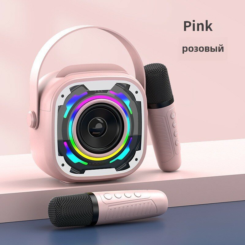 Музыкальный центр с караоке и Bluetooth, микрофон, портативный, с подсветкой, для дома и вечеринок