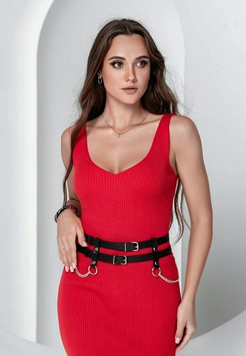 Баска-пояс «Reya» из натуральной кожи, черный, размер S/M, регулируемые ремешки для идеальной посадки