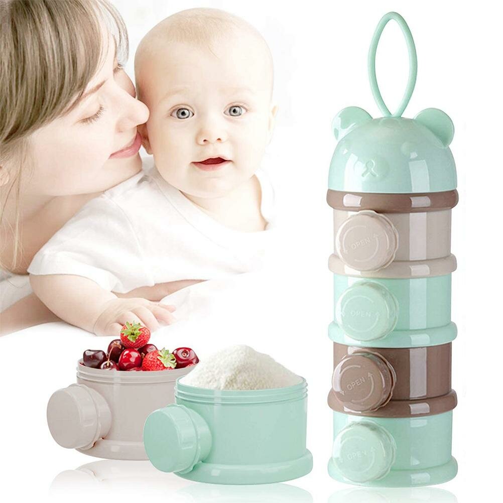 Дозатор для детской смеси, 4-слойный портативный контейнер для сухого молока, контейнер для кормления младенцев, дорожный контейнер для хранения.