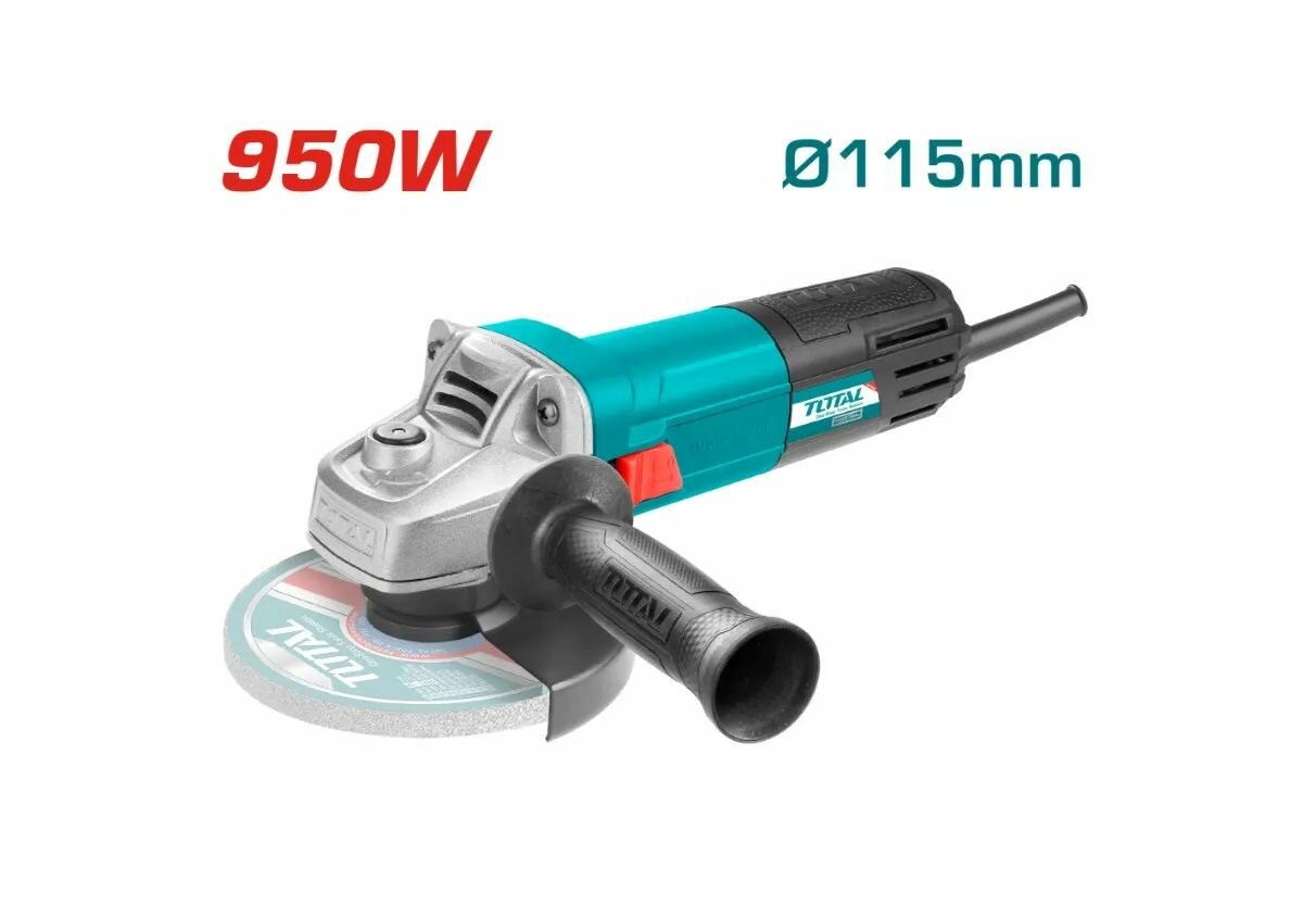 Угловая шлифовальная машина TOTAL TG1091156, 950Вт, 115мм, бесключевая регулировка положения кожуха