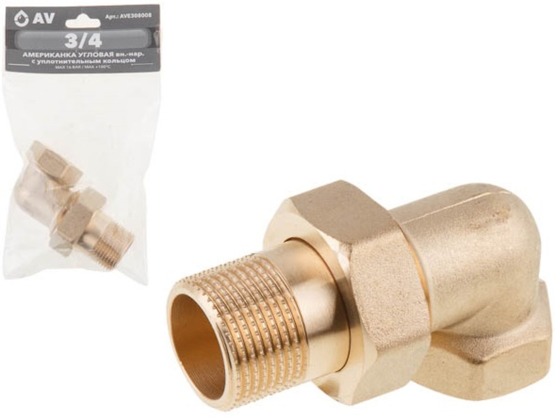 Американка угловая 3/4" с внутренней-наружной резьбой AV Engineering (AVE308011)