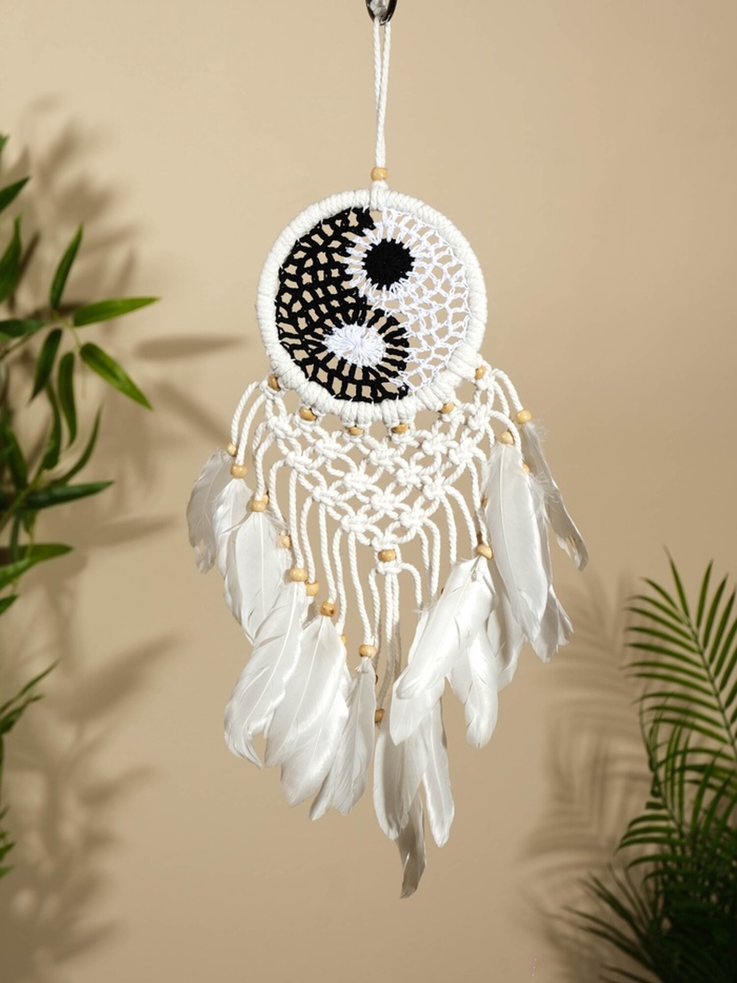 Ловец снов Сима-ленд "Инь-Янь", дерево, текстиль, пластик, 12x50 см