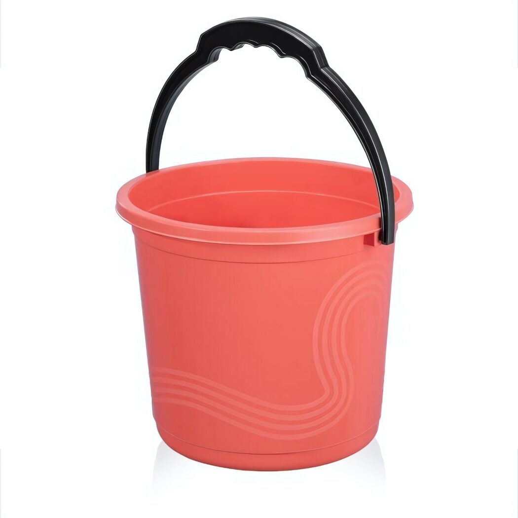 Ведро пластиковое 'Волна' 4л, розовый/черная ручка, декоративный узор