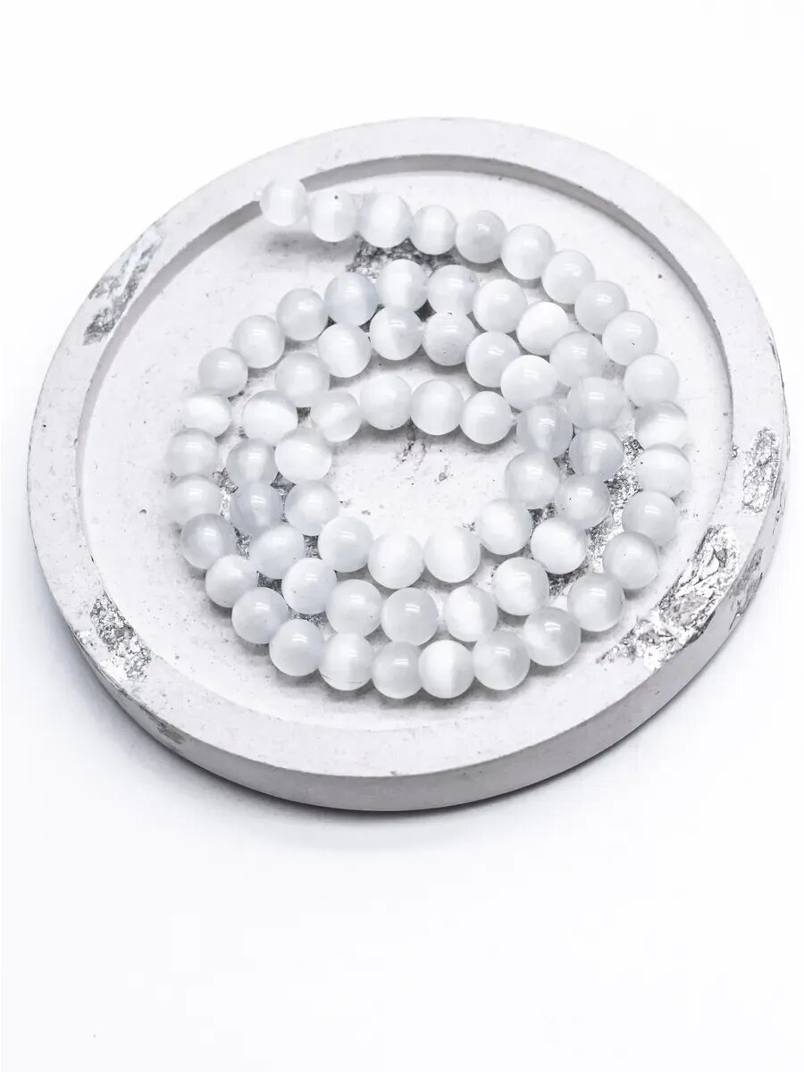 1465 Бразильский кварц 6 мм с эффектом кошачьего глаза 1 шт