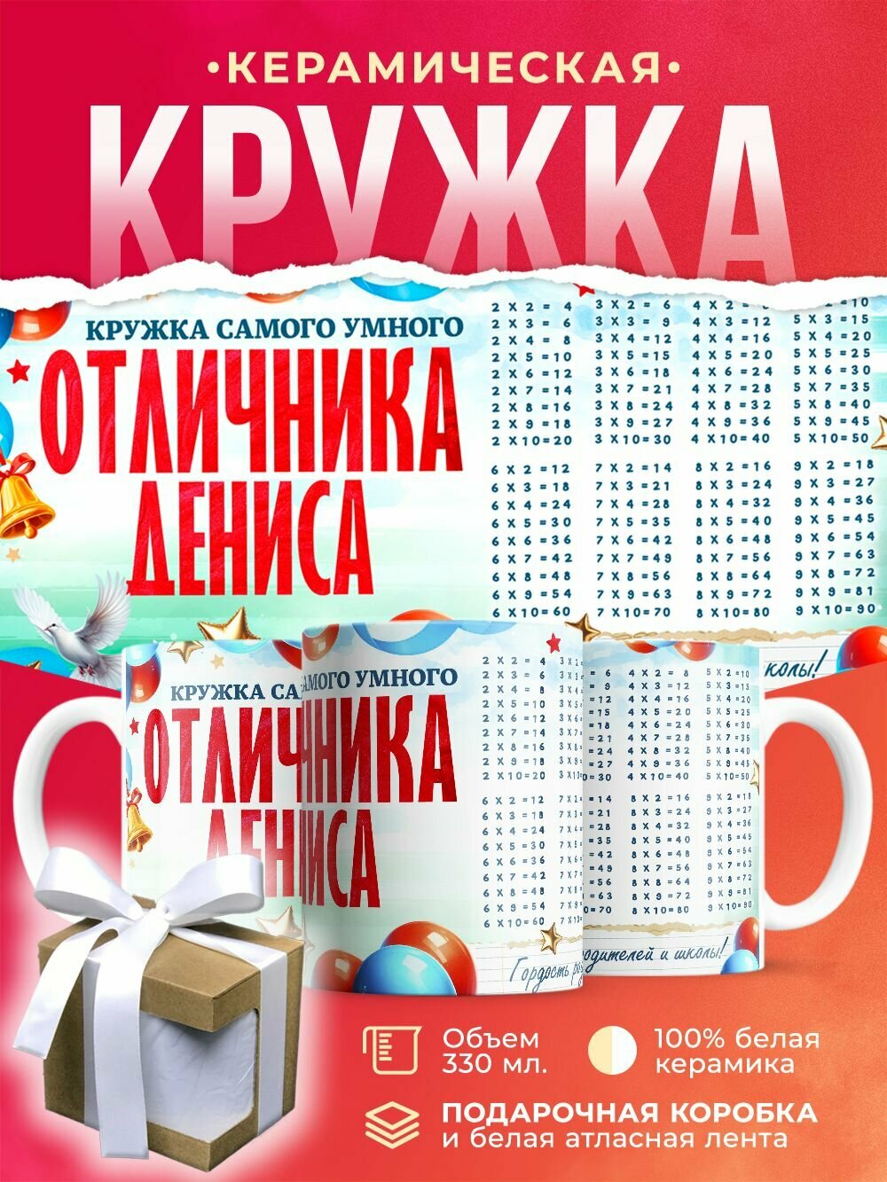 Кружка самого умного отличника Дениса / 330 мл