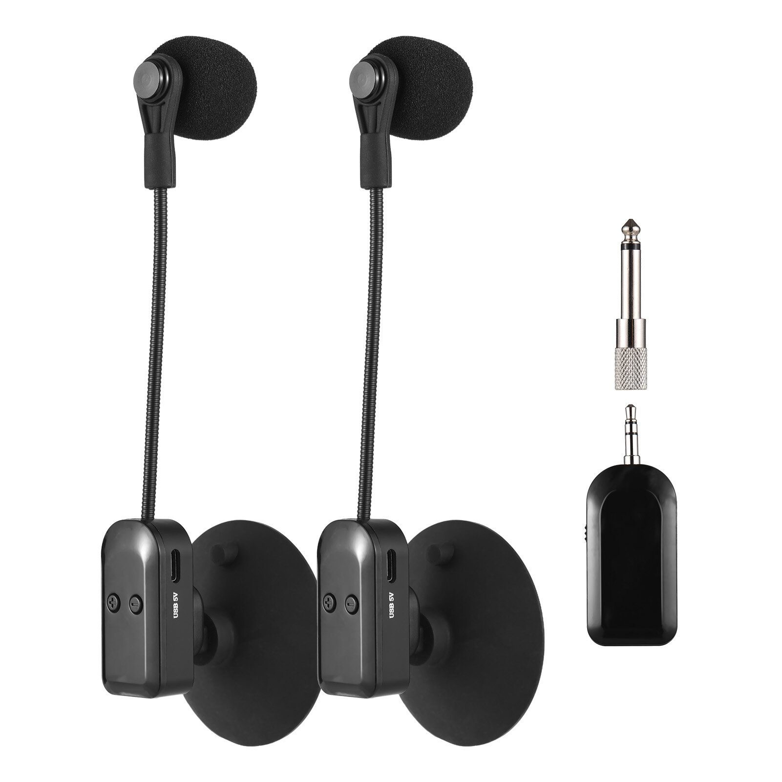 2.4G Беспроводной Приемник Инструментального Микрофона с Отделяемым Пьезом для Гитары Скрипки Виолончели Аккордеона Колонок Усилителя Голоса Пикапа Сценического Использования Живая Запись Снижение Шума Диапазон 131 футов