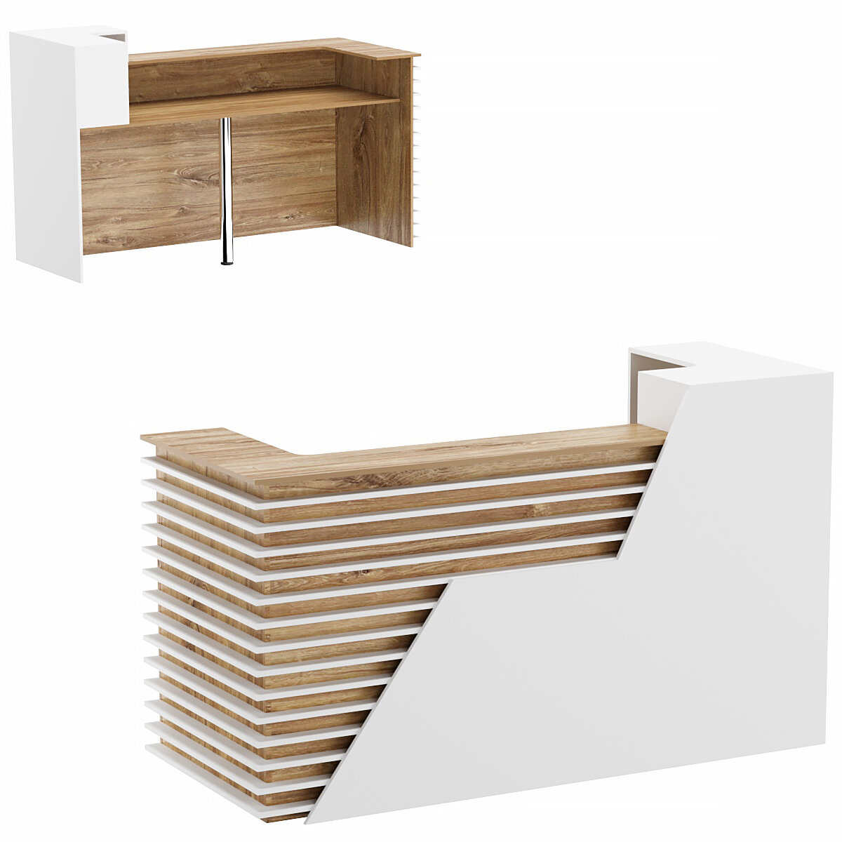 Ресепшен альпен левосторонний, Дуб Канзас коричневый + Белый