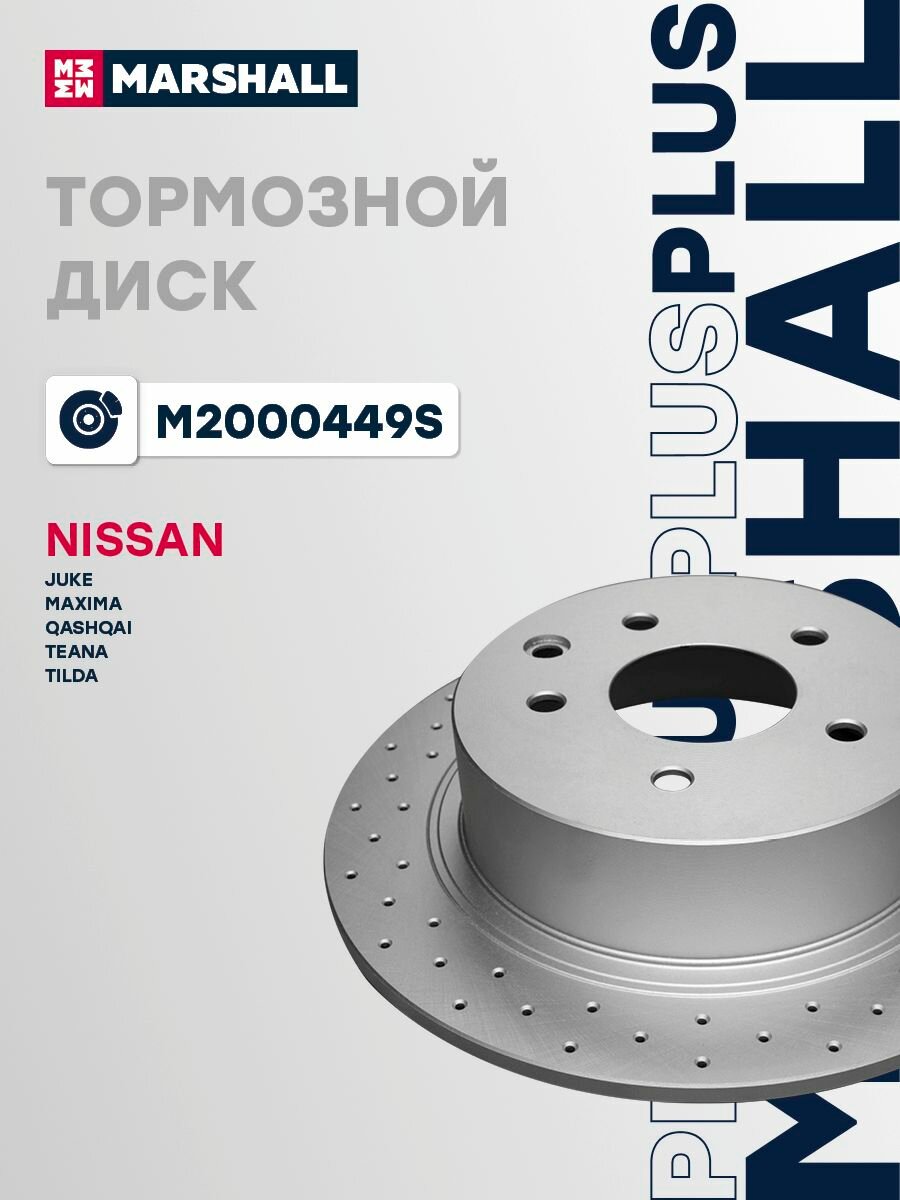Диск тормозной перфорированный задний Nissan Ниссан ALTIMA, Juke Жук, Maxima Максима, Qashqai Кашкай, Sentra Сентра, SERENA, SYLPHY, Teana Теана, Tiida Тиида 4581001