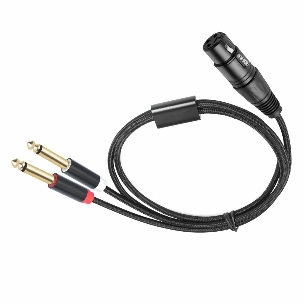 3-контактный разъем мама на 2x 1/4-дюймовый Y-образный кабель-разветвитель, двойной 6,35 мм, моно-музыкальные преобразователи, адаптеры, шнур