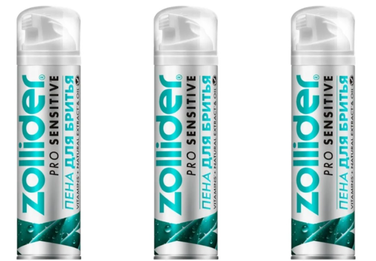 Zollider Pro Sensitive, пена для бритья для чувствительной кожи 200 мл, 3 шт