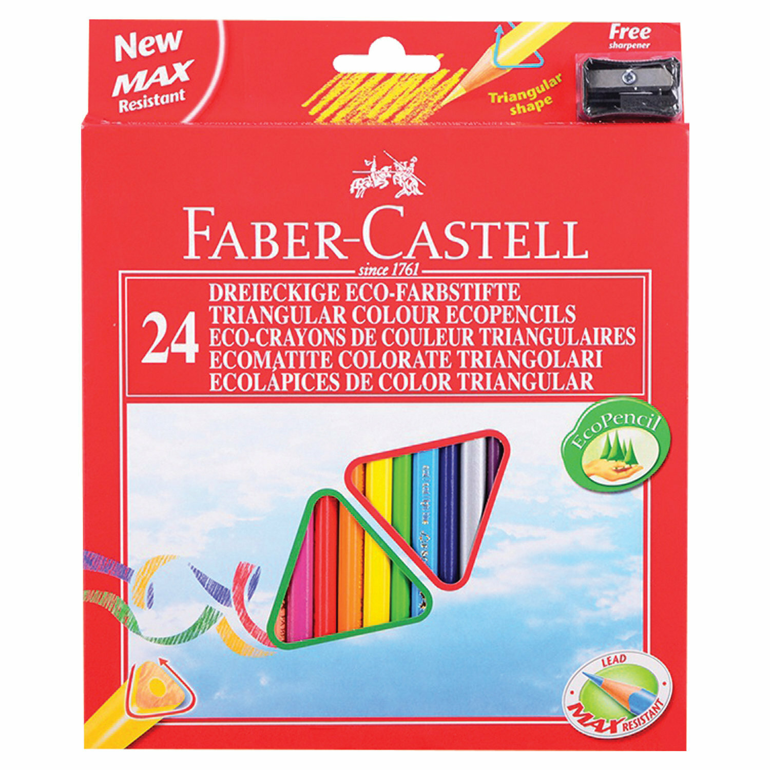 Карандаши цветные Faber-Castell 24 цвета, трехгранные, с точилкой (120524)