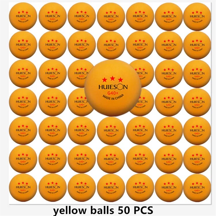Huieson 3 Star Мячи для настольного тенниса Желтый, Yellow balls 50 PCS