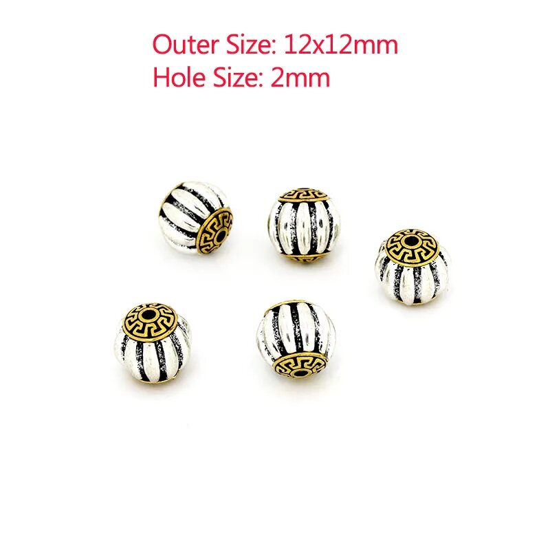 5 шт./лот антикварные тибетские серебряные узор свободные бусины подвески из сплава с большим отверстием бусины-разделители для браслета DIY фурнитура для изготовления ювелирных изделий