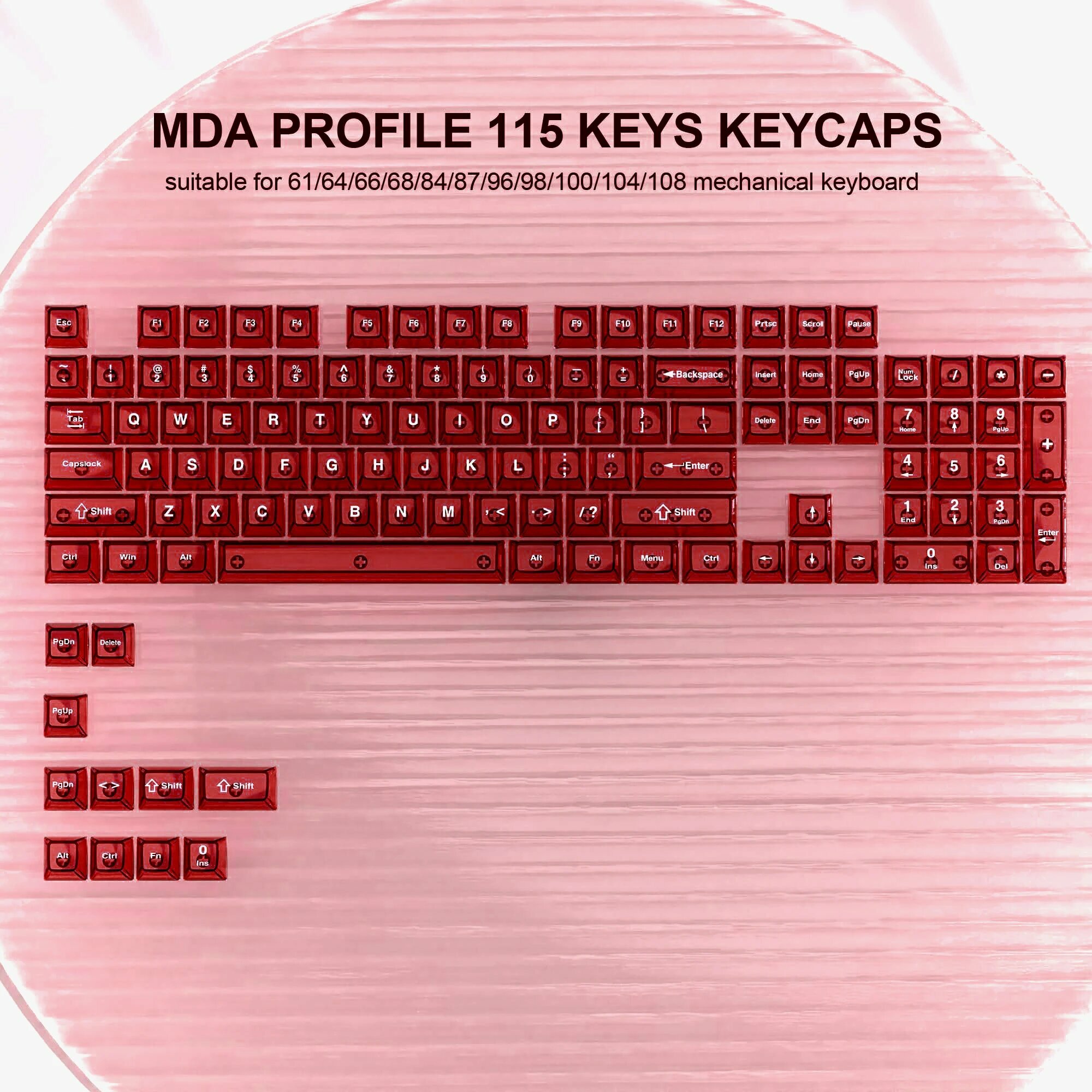 Womier 115 клавиш прозрачные колпачки для клавиатуры MDA профиль красный Red