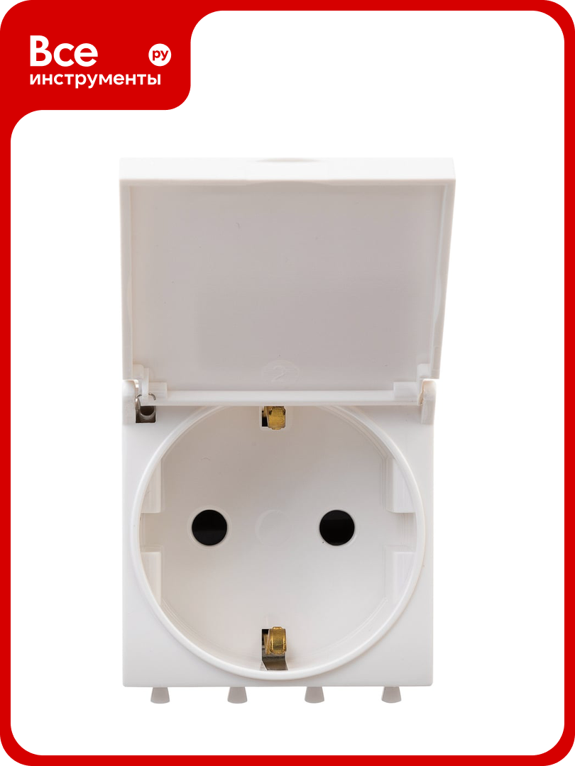 Розетка DKC с крышкой, модульная, 2P E, с защитными шторками, Avanti, Белое, подключения различных электроприборов