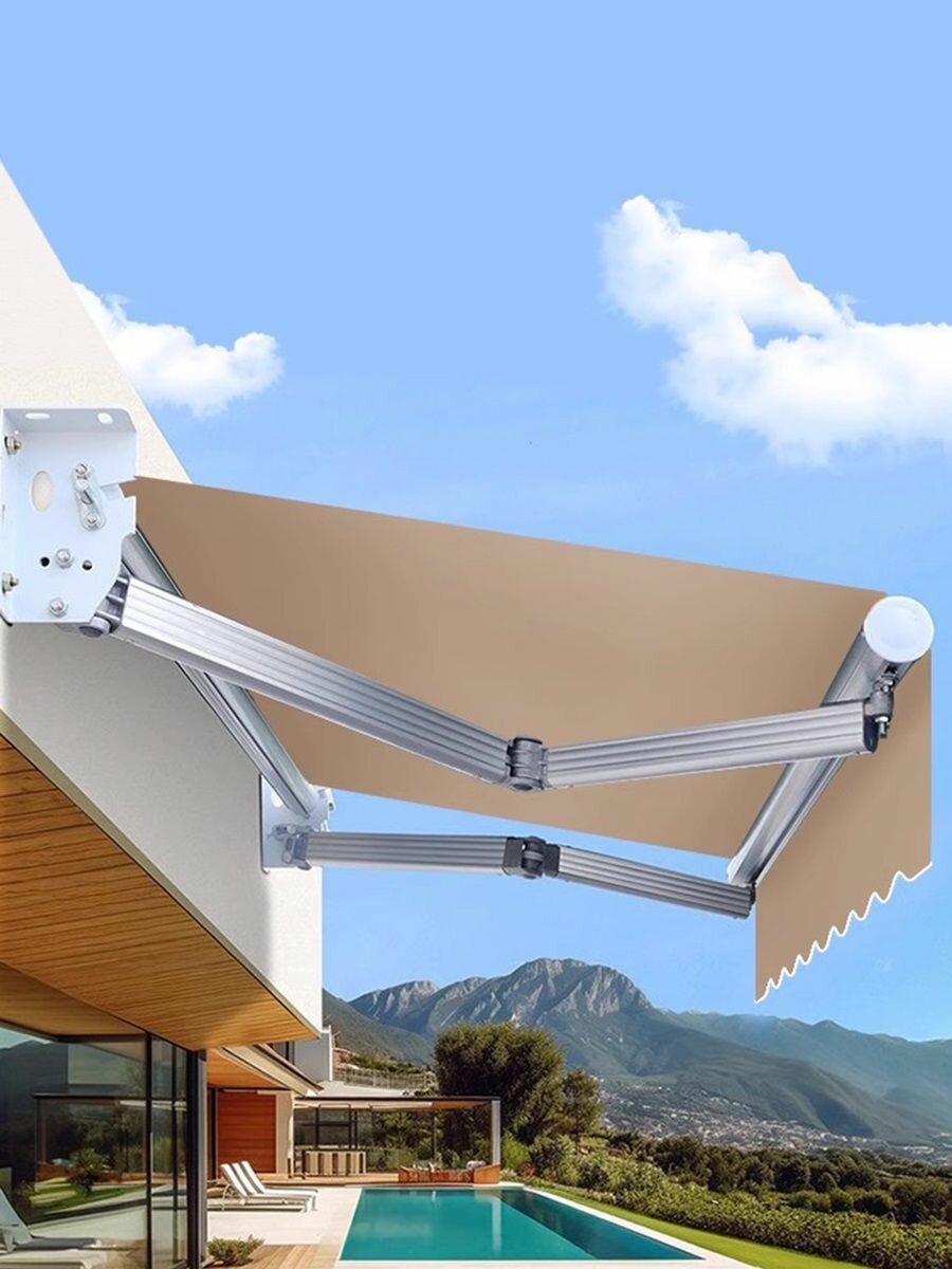 Маркиза навес выдвижная, Тент садовый, брезентпвс, Ручной привод