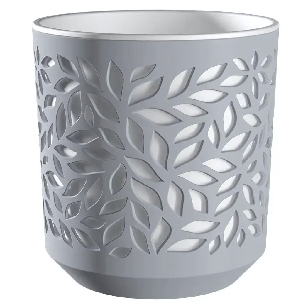 Кашпо декоративное 'Leaves' 1,25 л, цвет серый/белый, с резными листьями, для дома и сада