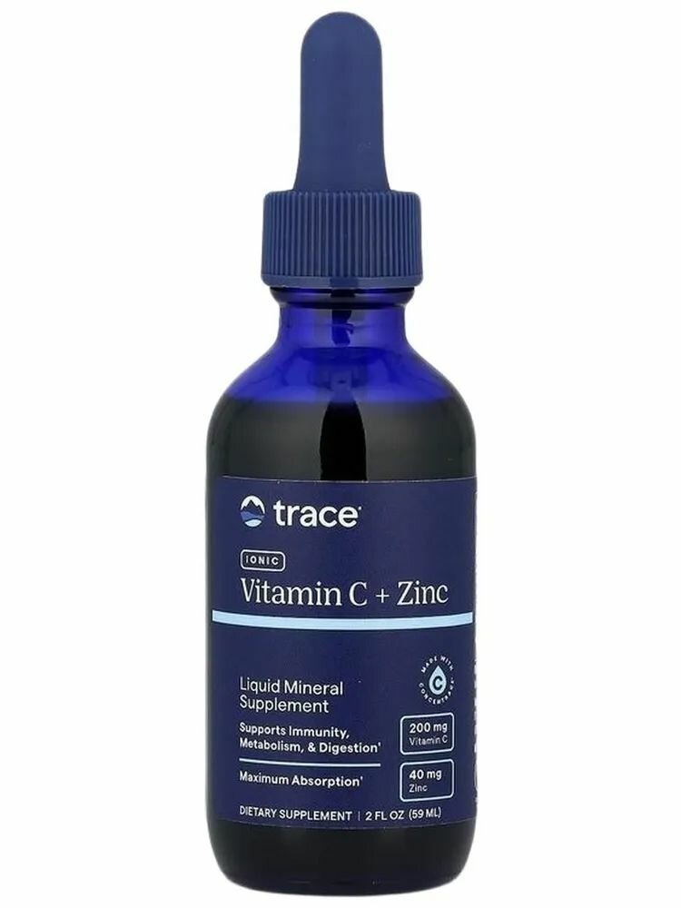 Trace, Ionic Vitamin C + Zinc, минеральная добавка, 59 мл Витамин С, Цинк жидкий