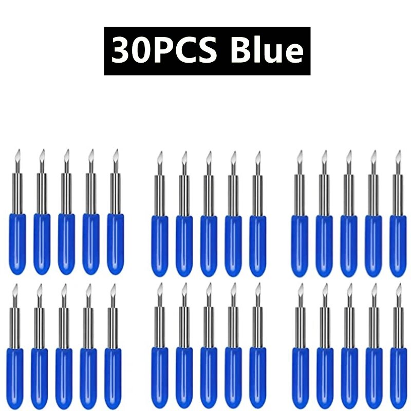 5-30 шт, 30/45/60 градусов, сменные лезвия для плоттера Roland Cricut, лезвия для ножей, лезвия для электроинструментов, режущий плоттер 30PCS Blue