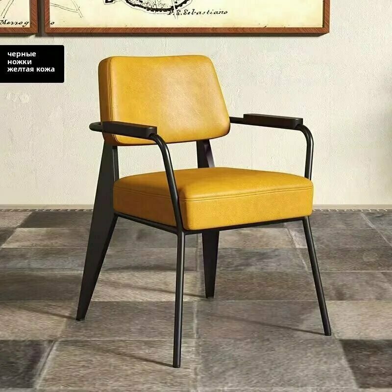 Стул для кухни желтый (высота 79 см, высота сиденья 66 см) с подушкой, подходит для быта