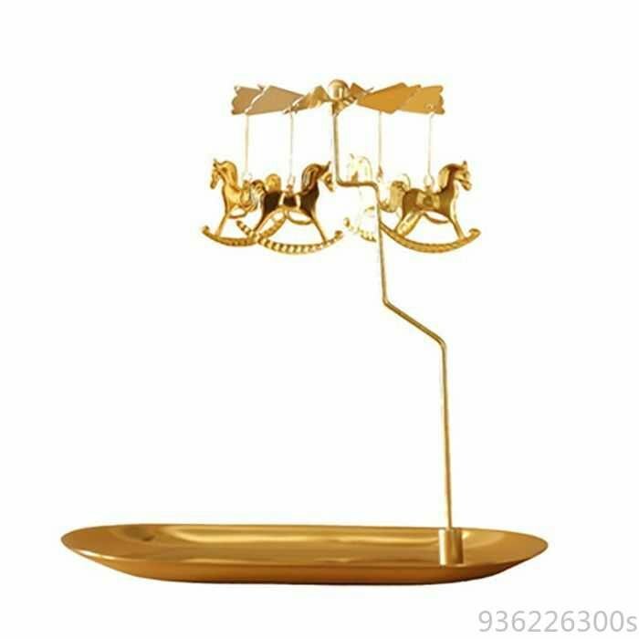Золотой металлический подсвечник-карусель с ангелами, вращающийся, для свечей до 6 см, украшение интерьера, подарок на Новый год