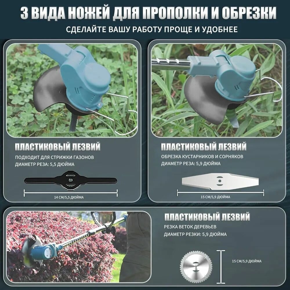 Газонокосилка аккумуляторная OKALEE несамоходная, компактная, для небольших участков до 300 м², с травосборником и регул